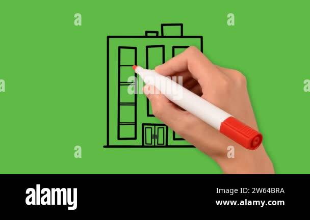 drawing an Corporate office art with color combination on green ...