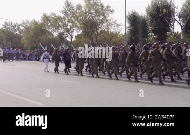 Thessaloniki, Greece Oxi Day Greek Army personnel parade. Hellenic ...