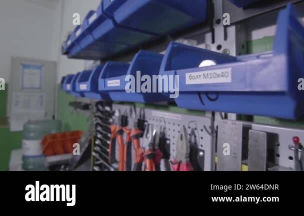 Demonstration of a professionally organized workbench with different ...