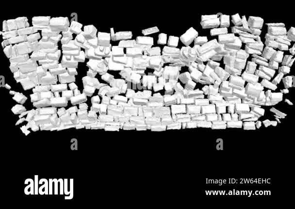 Wall explosion, destruction. 3D animation. Stonewall collapse, wall ...