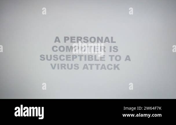 Virus warning, digital error message flashing on screen. Video signal ...