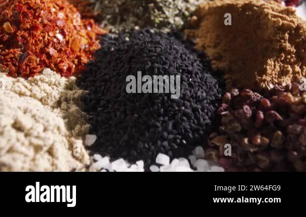 Piles herbs spice powders Fragrant aromatic natural and good for health ...