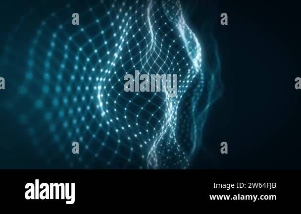 Abstract Glowing Mesh Waving Fx With Lens Background Loop/ 4k animation of an abstract fractal ...