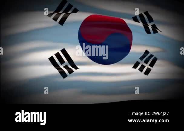 Animation South Korea flag is waving seamless loop. South Korea flag ...