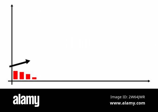 Animated financial red growth chart with trend line graph. Growth bar ...