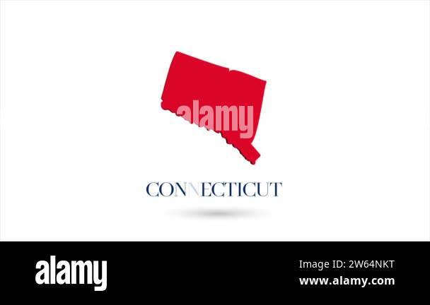 3d animated flat map showing the state of Connecticut from the United ...