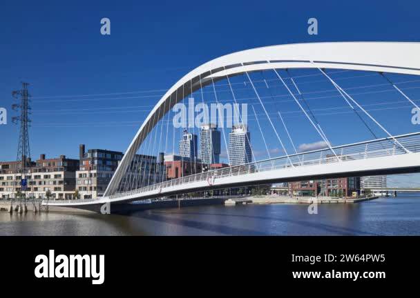Time Lapse of the modern pedestrian bridge in the Kalasatama ...