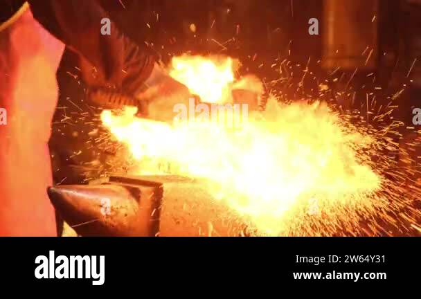 Hammer hitting red hot metal Stock Videos & Footage - HD and 4K Video ...