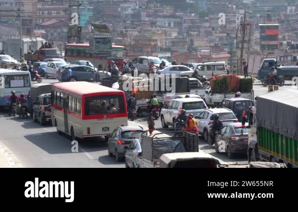 Kathmandu, Nepal - November 2, 2021: Traffic patterns at an ...