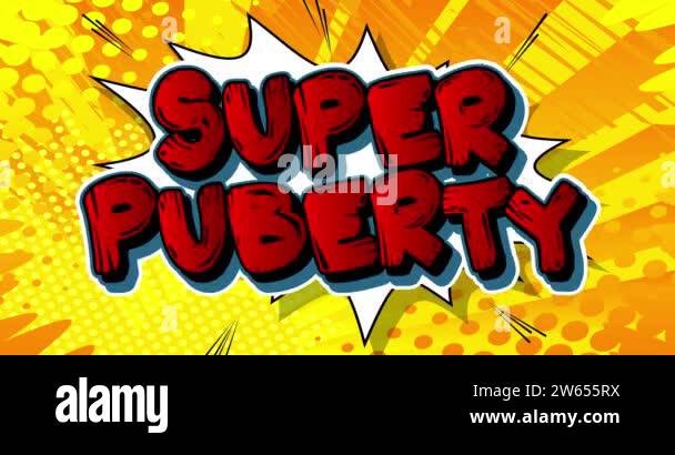 Super Puberty. Motion poster. 4k animated Comic book word text moving ...