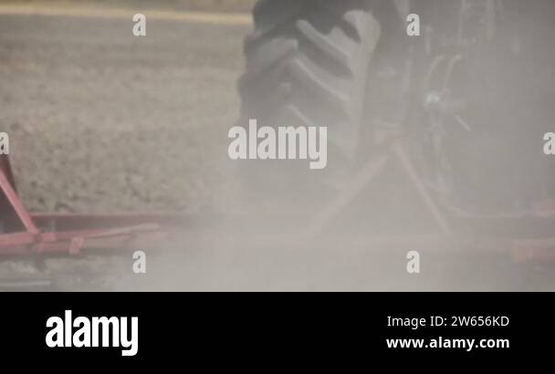 Tractor Close Up Plow Close Up Driver's Silhouette Tractor's Backside ...