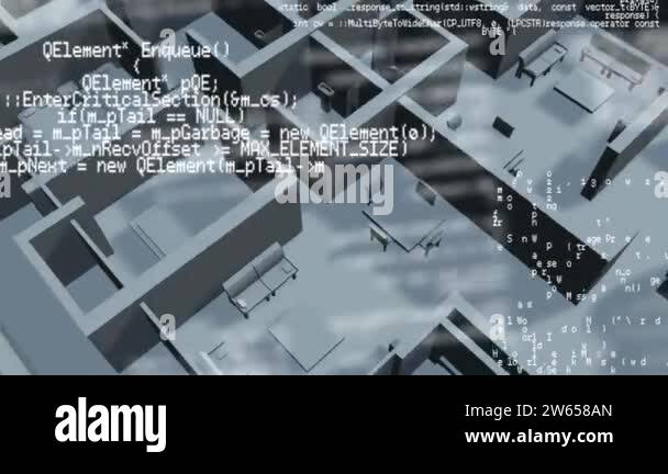 Animation of interface showing information and grey architectural of ...