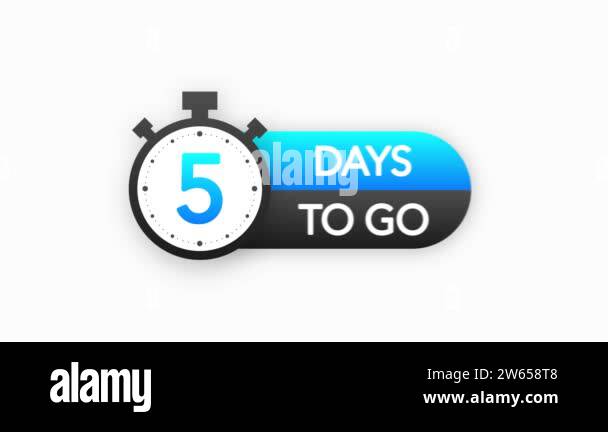 Five days to go timer banner in flat style on white background. Countdown day go. Motion graphic ...