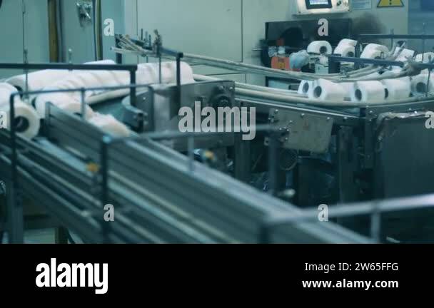 Toilet paper manufacturing process at a modern paper plant Stock Video ...