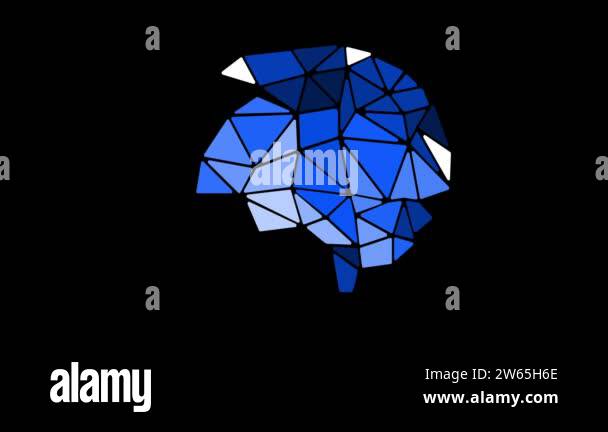The triangular prism gradually transforms into the human brain. Side ...