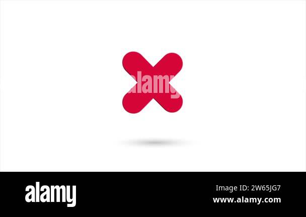 3d animated flat cross mark icon with shadow isolated on white ...