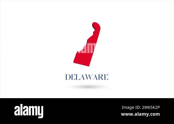 3d animated flat map showing the state of Delaware from the United ...