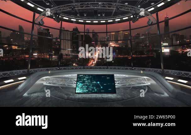 Virtual TV Studio News Set 36-B2. Green screen background. 3d Rendering.Virtual set studio for ...