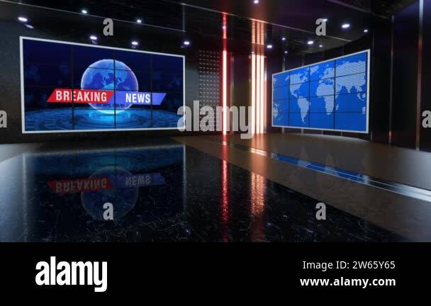 News TV Studio Set - Virtual Green Screen Background Loopmotion footage ...