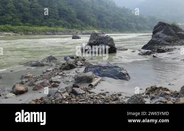Morning view at GOA beach located in Rishikesh Uttarakhand near Laxman ...