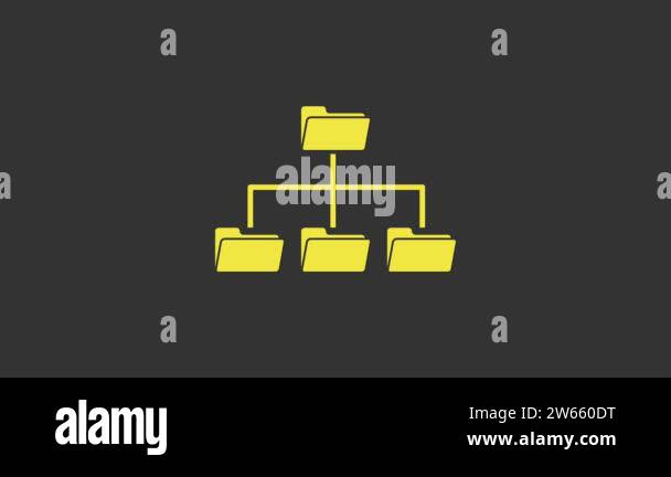 Yellow Folder tree icon isolated on grey background. Computer network file folder organization ...