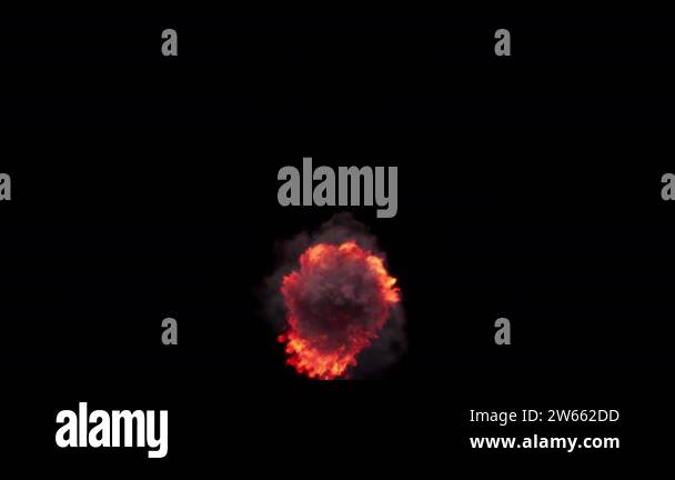 Huge blast and a massive burst of flames and fire with dense gray smoke ...