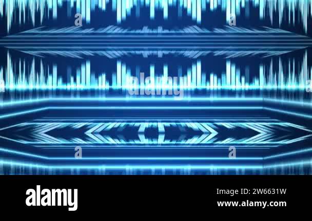 Blue color Dancing bars and music sound wave forming perspective ...