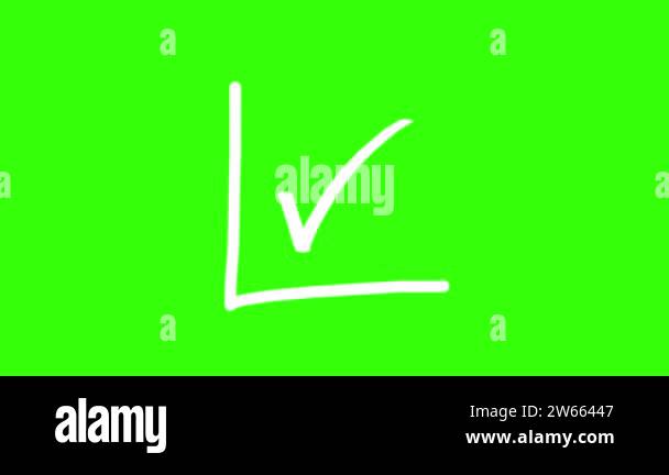 White Correct tick mark check test doodle sign symbol green screen ...