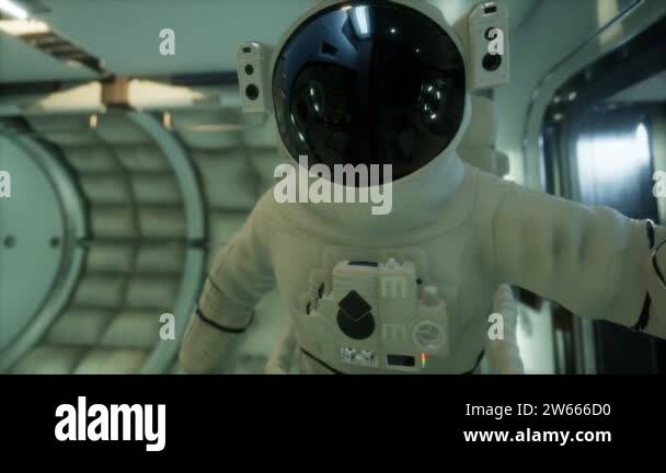 astronaut inside the orbital space station Stock Video Footage - Alamy