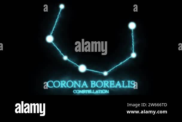 Corona Borealis constellation. Light rays, laser light shining blue ...