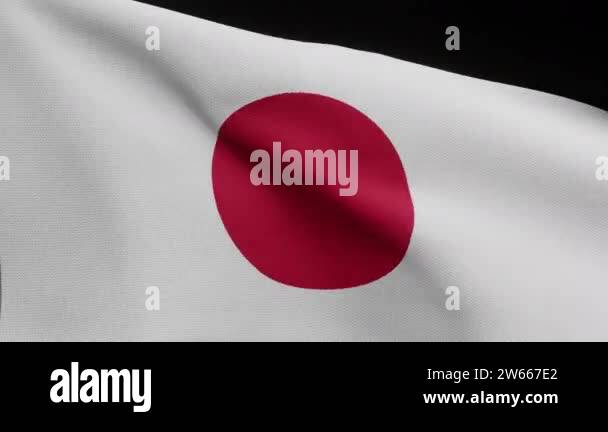 Alpha channel of Japanese flag waving in wind. Close up of Japan banner ...