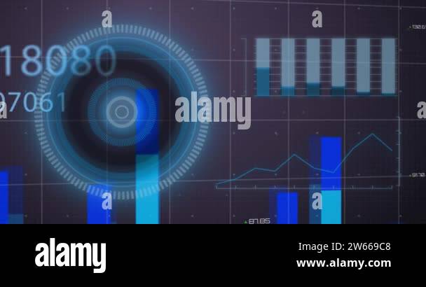 Animation of scope scanning, data processing and numbers changing on world map in background ...