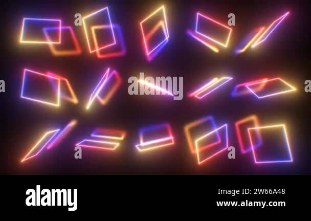 Abstract Neon Ultraviolet Square Outline Shapes Rotate Reflections - 4K ...