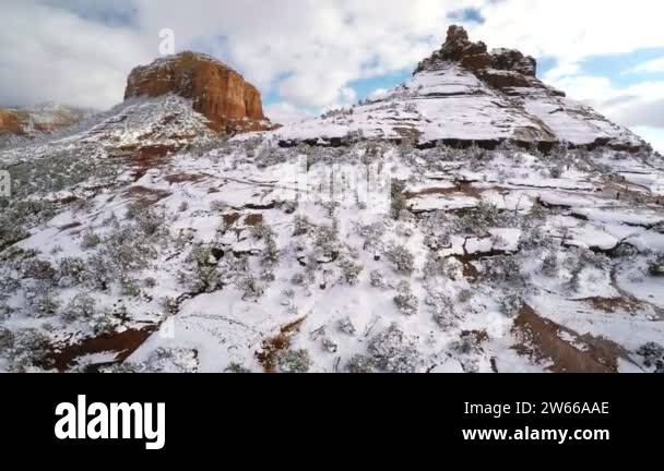 Red Rocks under snow in Sedona Stock Video Footage - Alamy