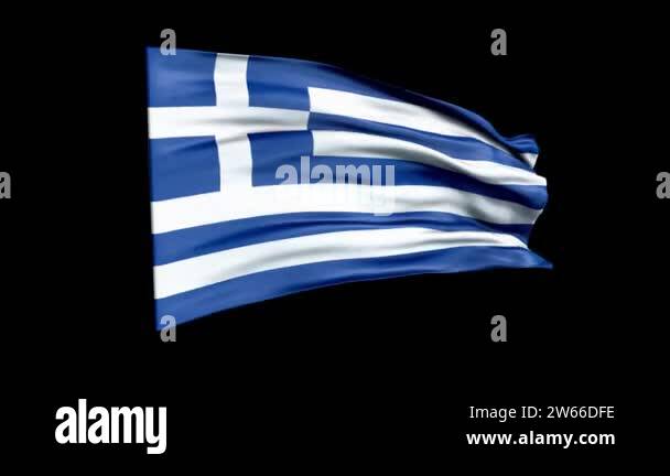 Realistic Greece flag is waving 3D animation. National flag of Greece ...