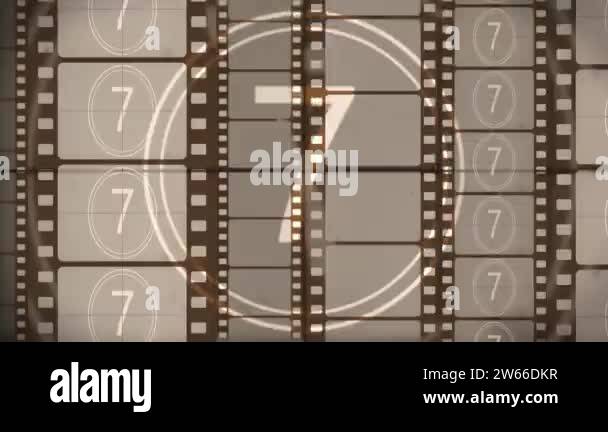 Film countdown background with film strip on the cinema screen Stock ...