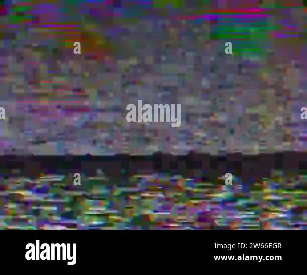 VHS real defects noise and artifacts, glitches from an old tape, black ...