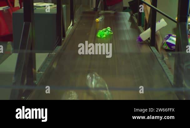 Waste sorting center. recycling of plastic packaging. plastic bottles ...