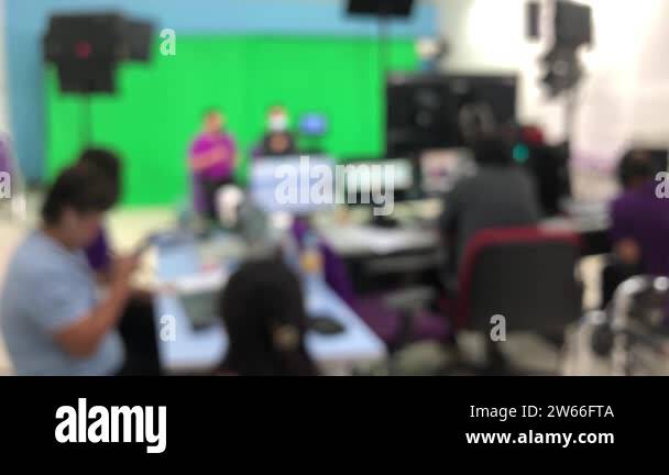 production team are talking with their project for setting equipment on ...