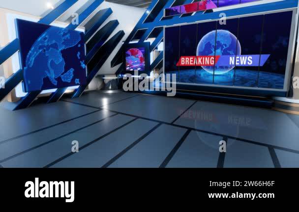 News TV Studio Set - Virtual Green Screen Background Loop motion ...