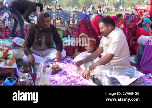 Footage of auspicious Prayer of Ganesha Pujan in Hindu culture ...
