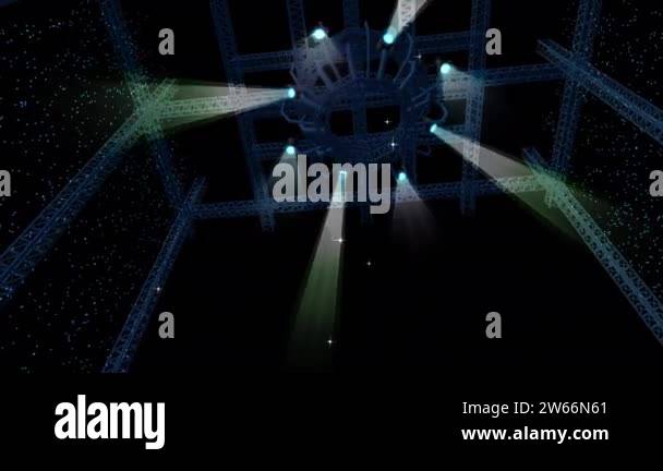 3D Render 4k animation - Concert Stage Spotlights and lights on the ...