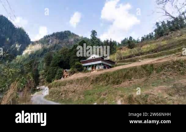 Traditional Indian house in hyperalps Himalayan mountains Stock Video ...