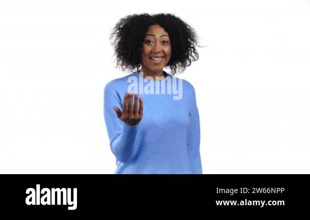 Beautiful african woman showing - Hey you, come here. Girl asks join ...