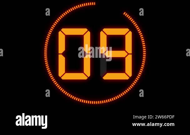 Digital clock 10 seconds countdown timer animation motion graphics Stock Video Footage - Alamy