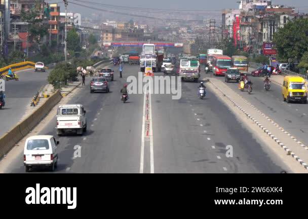 Kathmandu, Nepal - November 2, 2021: Traffic patterns at an ...