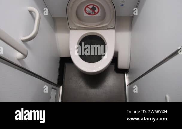 Public Toilet in the Airplane, Airplane Bathroom. Inside a Toilet ...