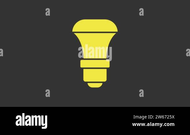 Yellow LED light bulb icon isolated on grey background. Economical LED ...