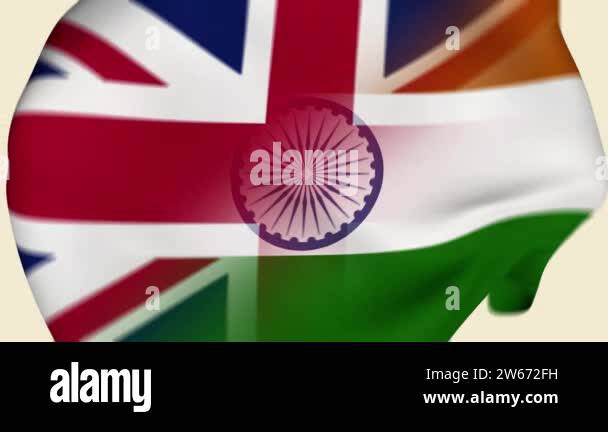 United Kingdom and India Crumpled Fabric Flag Intro. United Kingdom ...
