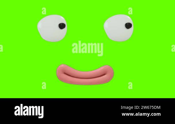 Funny Cartoon Face Reaction with eyes and mouth on green screen ...